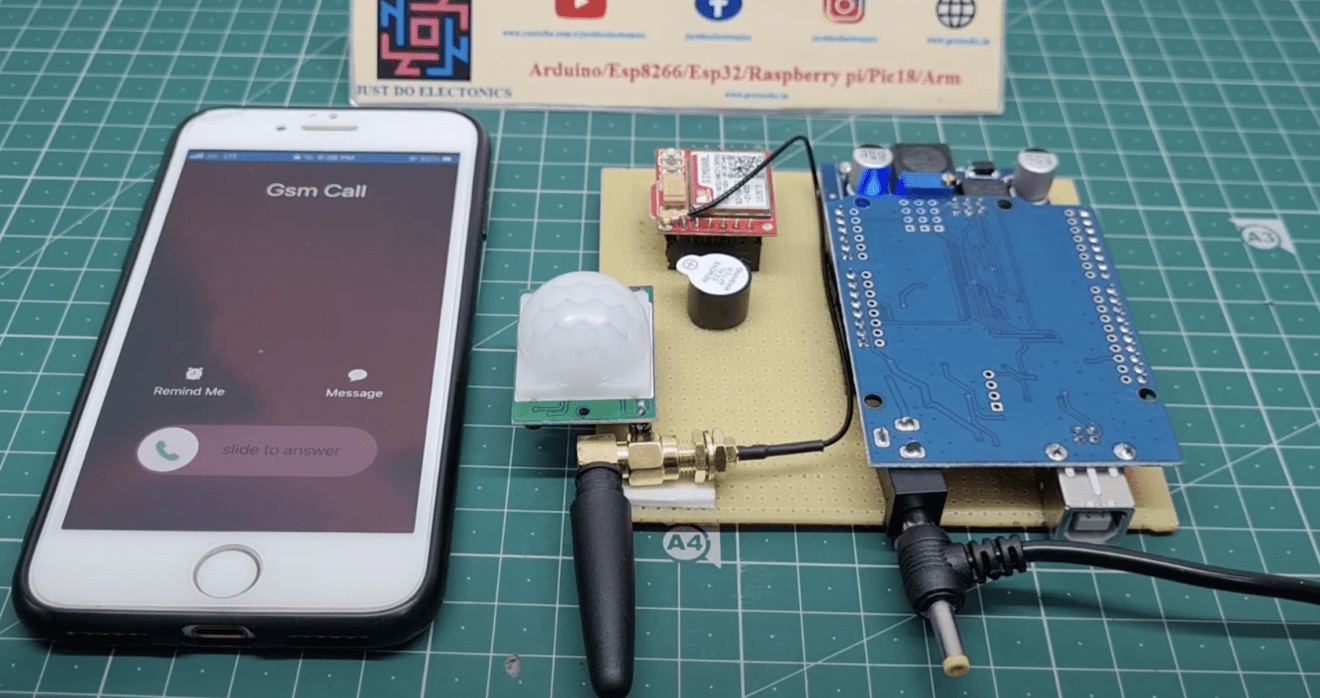 Security Alarm Using PIR Sensor With GSM